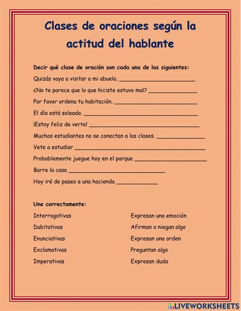 Ejercicio Interactivo De Clases De Oraciones Seg N La Actitud Del Hablante Hot Sex Picture