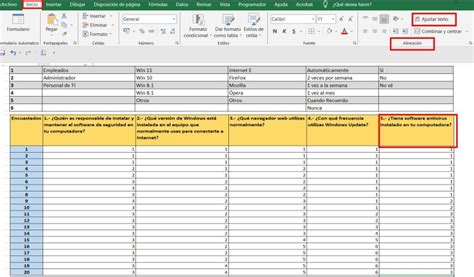 Tabulación de datos de una encuesta en Excel