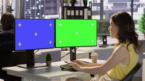 Developer Using Multi Monitor Isolated Screen Pc To Create Machine Learning Models That Can