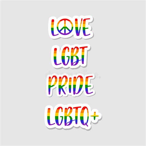 Lgbtq Related Symbol In Rainbow Colors Lettering Stock Vector