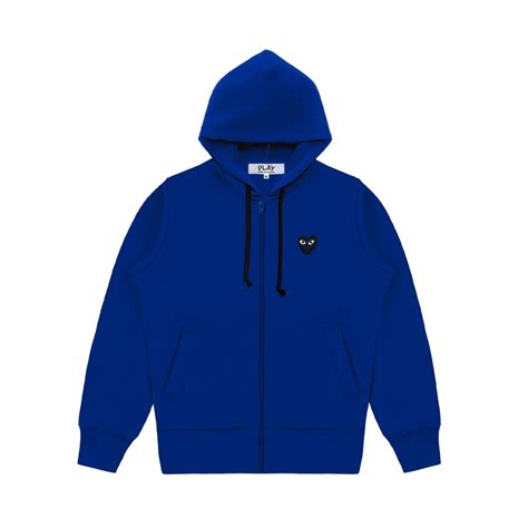Blue CDG Hoodie Zip up With Large Heart - CDG Official