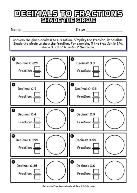 Free Decimals As Fractions Worksheets Teach Prints