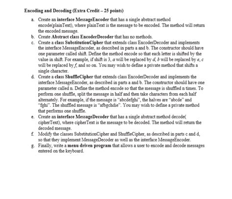 Solved Encoding And Decoding Extra Credit 25 Points A Chegg