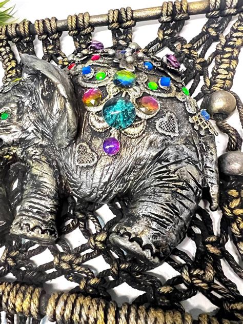 Macramé Pano Elephant Macramé Elephant Wall Art Handwoven Etsy