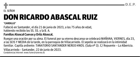 Don Ricardo Abascal Ruiz Esquela El Diario Montañés