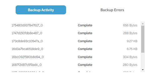 See The Backup Activity And Backup Errors From My Data Portal Data