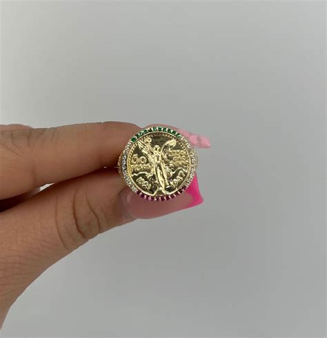 14k Gold Centenario Style Mens Ring 076