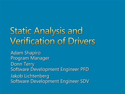 ppt static analysis and verification of drivers powerpoint
