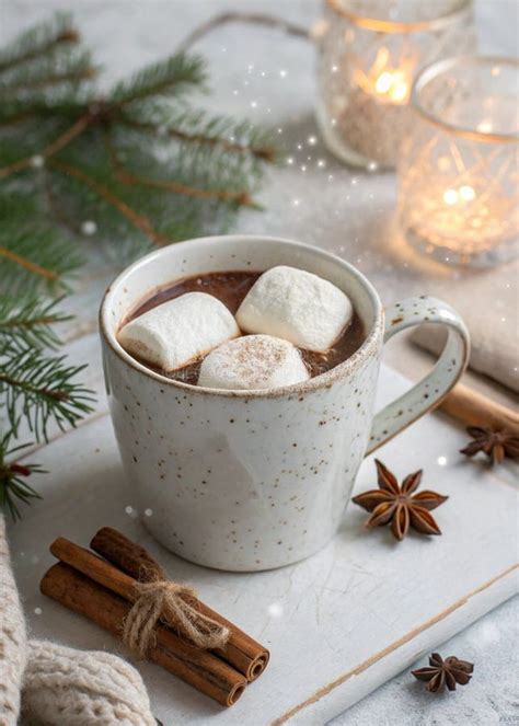 Festive Hot Cocoa In A White Mug Stock Illustration Illustration Of