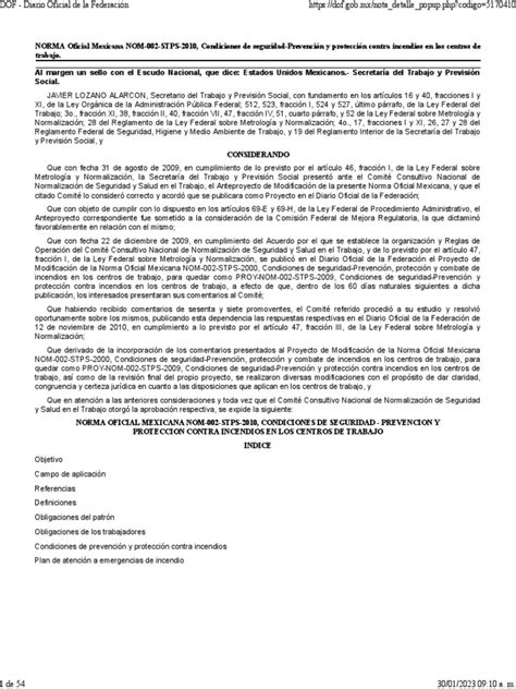 Nom 002 Stps 2010 Condiciones De Seguridad Prevención Y Protección
