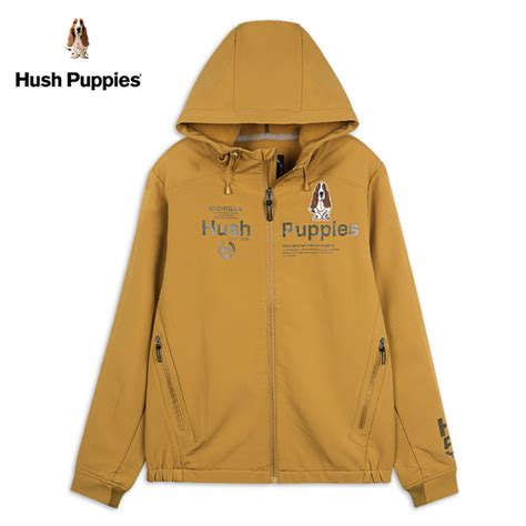 Hush Puppies 外套 男裝機能防風防潑水印花刺繡狗連帽外套 防風外套衝鋒外套 Yahoo購物中心