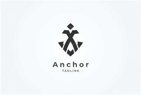 앵커 조합 플랫 디자인 로고 템플릿이 있는 초기 X 앵커 로고 디자인 문자 X 프리미엄 벡터