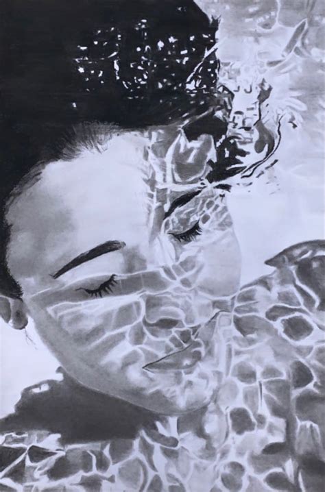 Girl Underwater Drawing By Fatima S Saatchi Art Underwater Drawing