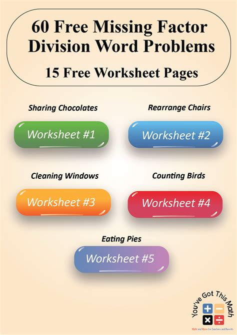 60 Fun Missing Factor Division Word Problems Free Worksheets
