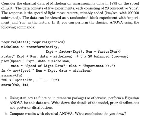 Solved Consider The Classical Data Of Michelson On