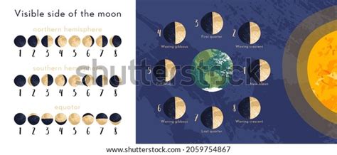 Moon Phase Lunar Cycle Synodic Month Stock Vector Royalty Free