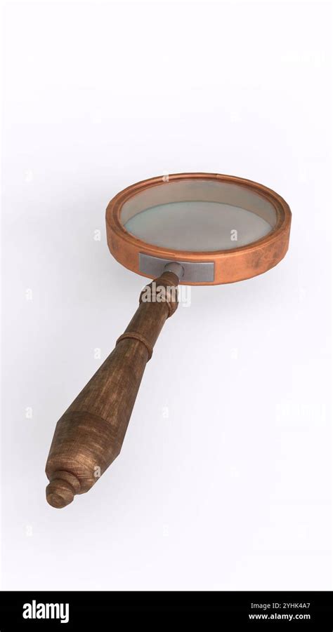 Wooden Magnifying Glass With White Background Stock Photo Alamy