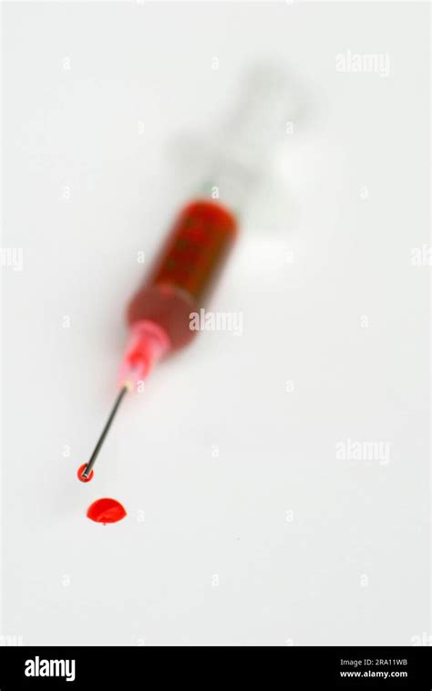 Injection Syringe With Cannula And Red Liquid Syringe Disposable