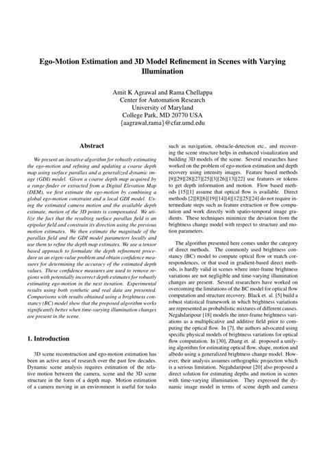 Pdf Ego Motion Estimation And 3d Model Refinement In Scenes With Varying Illumination