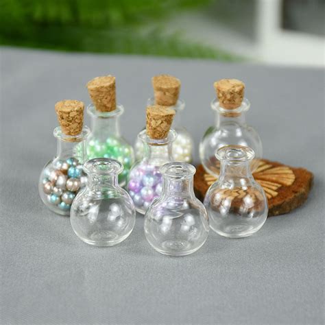 Badu Bg 10 бр Мини коркова запушалка Малка празна стъклена бутилка Прозрачни плаващи бутилки