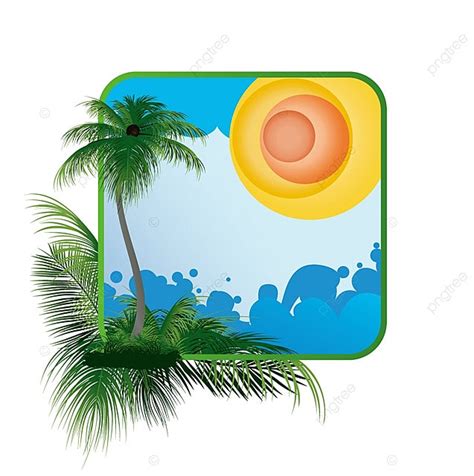 Vector Illustration Palm Tree Sun Background Illustration Sea Sun