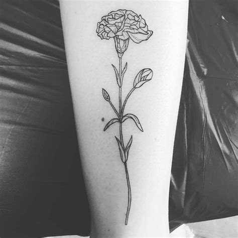 Black And White Carnation Tattoo