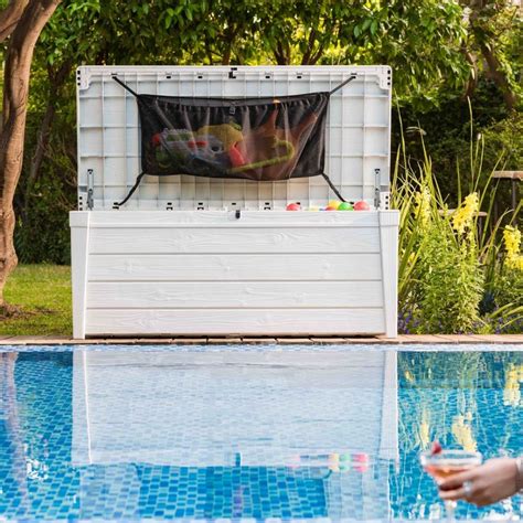 Coffre de jardin Pool Box 450L en résine résistant et traité anti UV