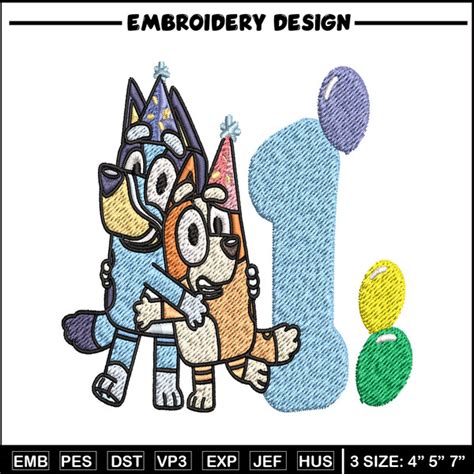 Bluey Bingo 1st Birthday Embroidery Bluey Cartoon Embroider Inspire