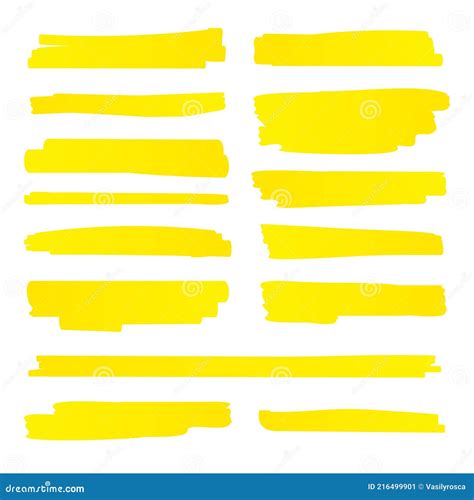 Highlight Brush Stroke Set Vector Color Marker Pen Lines Underline