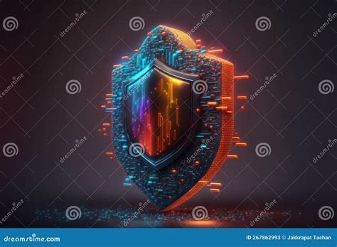 Cyber Security Shield Lock In Polygon Style Futuristic Concept Of
