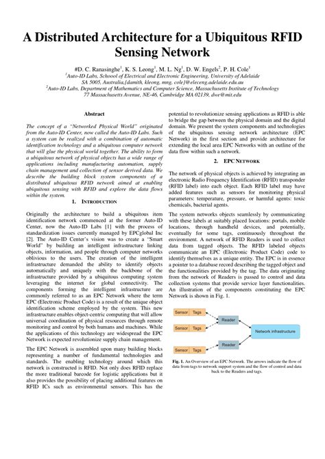 Pdf A Distributed Architecture For A Ubiquitous Rfid Sensing Network