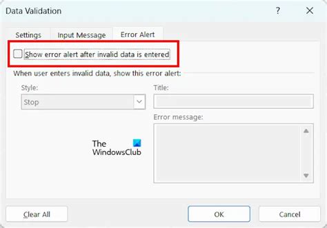 Este valor no coincide con las restricciones de validación de datos definidas para esta celda