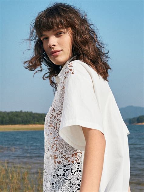SHEIN Drop Shoulder Guipure Lace Shirt SHEIN USA