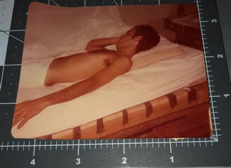 NAKED MAN IN Bed Shirtless Sleeping Vintage 1970s Gay Int COLOR