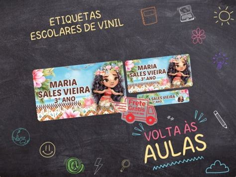 Etiqueta Escolar Moana 130un Frete Grátis Elo7