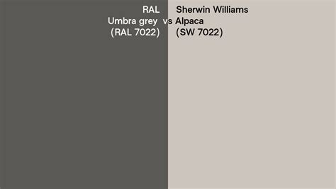 Ral Umbra Grey Ral 7022 Vs Sherwin Williams Alpaca Sw 7022 Side By