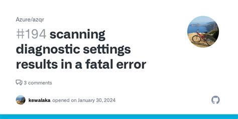 Scanning Diagnostic Settings Results In A Fatal Error Issue