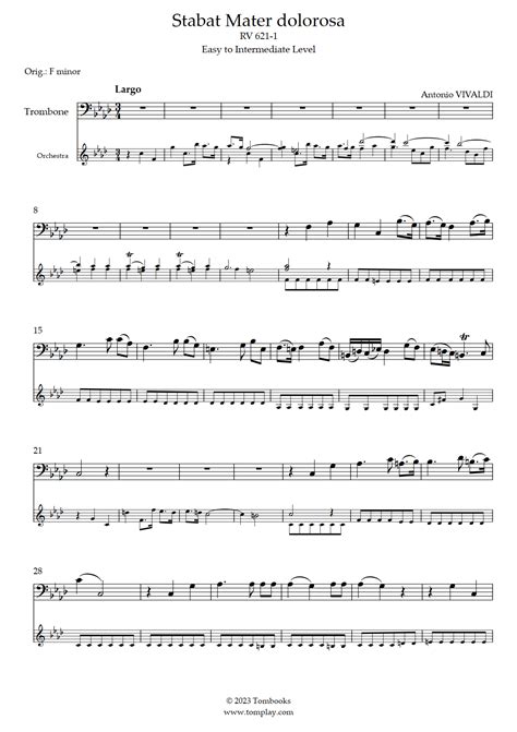 Stabat Mater RV I Stabat Mater Dolorosa Easy Intermediate Level Vivaldi Trombone