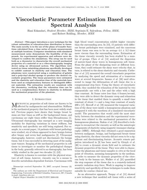 Pdf Viscoelastic Parameter Estimation Based On Spectral Analysis