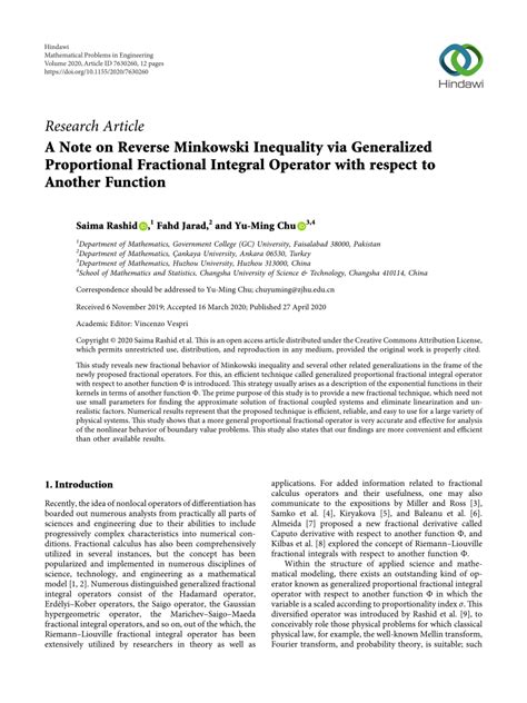 Pdf A Note On Reverse Minkowski Inequality Via Generalized Proportional Fractional Integral