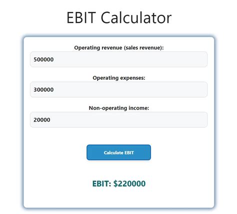EBIT Calculator Savvy Calculator