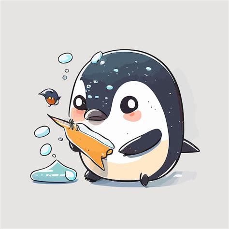 Premium Vector Penguin Sticker Illustration