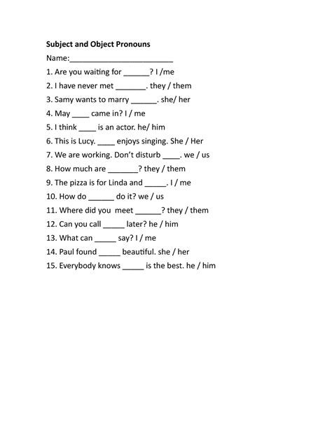 Subject and Object Pronouns CLA Inglés para la Traducción I UCV StuDocu