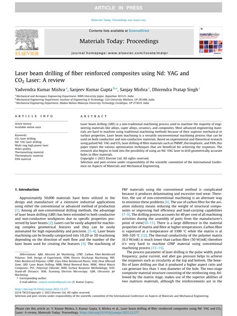 Pdf Laser Beam Drilling Of Fiber Reinforced Composites Using Nd Yag