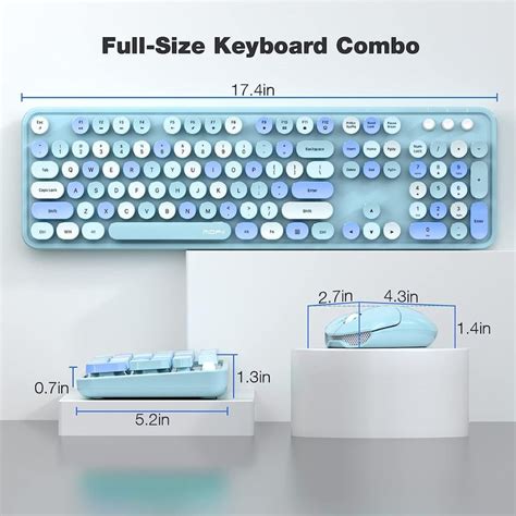 Mofii Wireless Keyboard And Mouse Combo Blue Retro Keyboard With Round Keycaps 2 4ghz Dropout