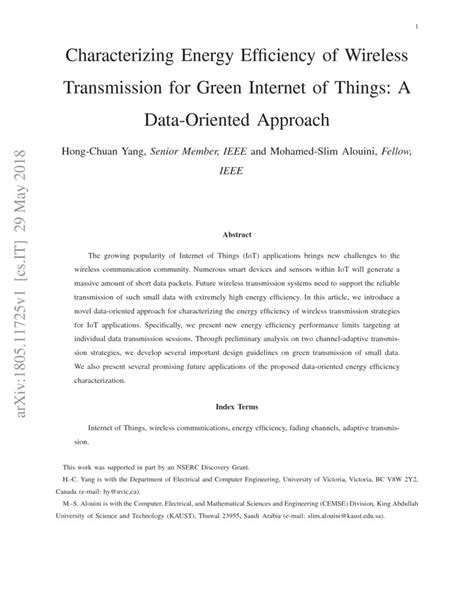 Characterizing Energy Efficiency Of Wireless Transmission For Green Internet Of Things A Data
