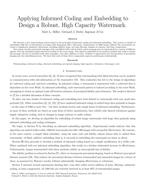 Informed Watermarking And Compression Of Multi