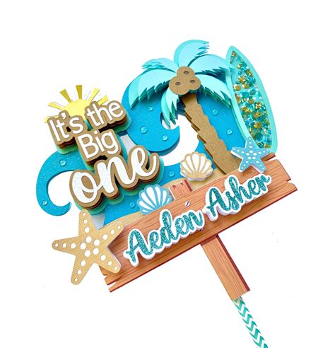 Surf Cake Topper The Big One Cake Topper Surf Theme Birthday Surf
