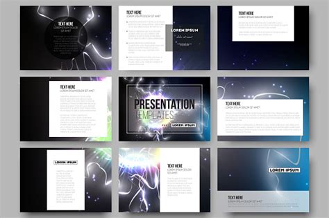세트마다 9 템플릿 프레젠테이션 슬라이드 전기 조명 효과 0명에 대한 스톡 벡터 아트 및 기타 이미지 0명 개체 그룹 공연 Istock