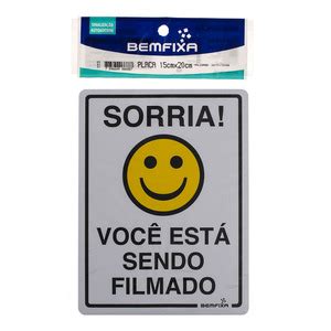 Placa Sinalizadora sorria Você Está Sendo Filmado 15x20cm Leroy Merlin